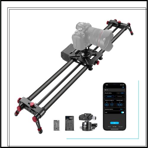 NEEWER 39.4”/100cm 電動カメラスライダー アプリ無線制御 炭素繊維ドリーレールカメラスライダー ビデオモード/タイムラプス撮影/水平/