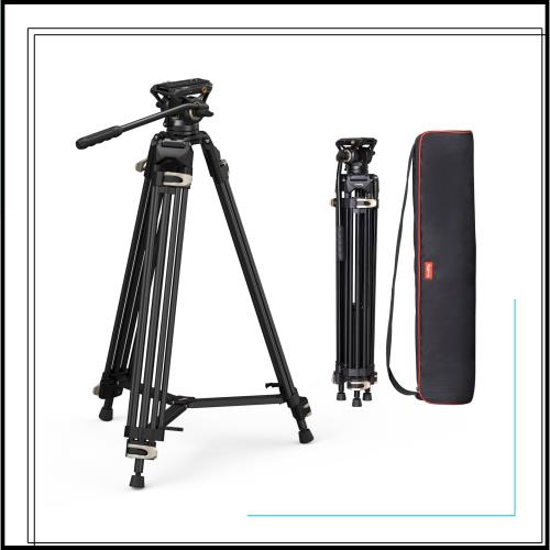 SmallRig ビデオ三脚 186cm 大型 プロ三脚 耐荷重8kg 75mmボウルフルード雲台付き 3段角度調節 アルミ製 レバーロック式 録画 DSLR 一眼