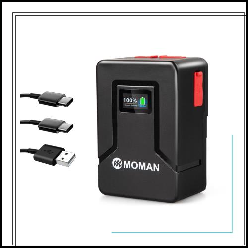 Vマウントバッテリー, Moman 99S ミニ Vマウントバッテリー 99Wh 6800mAh 14.8V 出力190W(Max) D-TAP USB-A/C対応 BP出力 ソニー カメラ