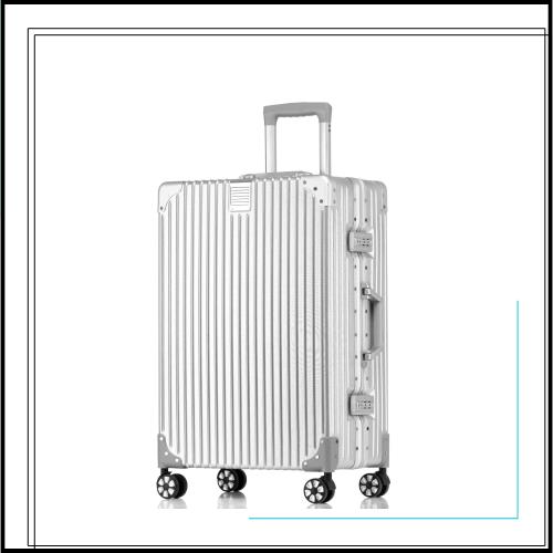 [Yuweijie] シルバー Mサイズ24インチ 4~5泊 60L スーツケース アルミフレーム キャリー ケース機内持ち込み 預け入れスーツケース 大型