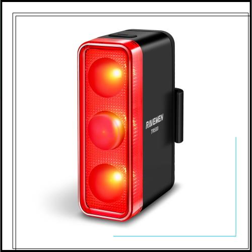 RAVEMEN TR500 テールライト 一番明るいリアライト 500ルーメン ブレーキ センサー＆自動オンオフ ６つ調光モード 3つ高輝度LED 21時間連