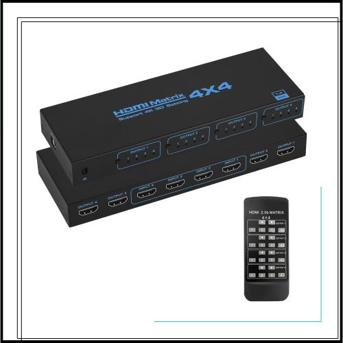 HDMIマトリックス 4入力4出力 4K@30Hz HDMIマトリックス スイッチャー HDMIマトリックス セレクター 4x4 IRリモコン付き 4画面 分配 HDMI