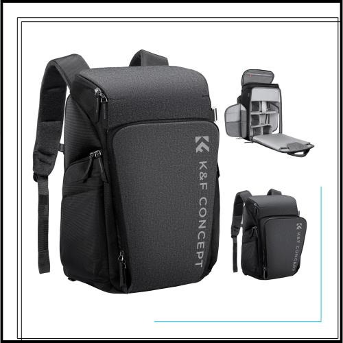 [K＆F Concept] カメラバッグ カメラバックパック カメラリュック 25L 大容量 おしゃれ 2気室 多機能 男女兼用 一眼レフバック 容量拡張可