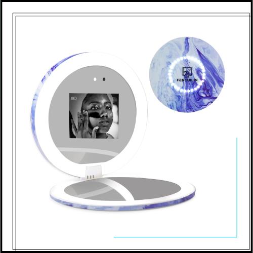 FENCHILIN 日焼け止めテスト用UVカメラ付きミラー コンパクトミラー 充電式 2倍拡大鏡付き LED付き 角度調整可能 明るさは調整できる ス