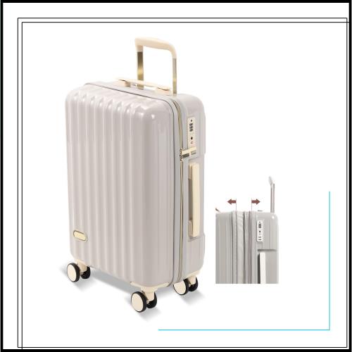 [Spyplan] スーツケース 機内持ち込み 拡張機能付き mサイズ 4-6泊 ライトグレー 65l-78l 超軽量 大容量 キャリーケース 可愛い キャリー