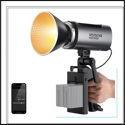 NEEWER MS150B 130W 二色LEDビデオライト ミニ軽量COBライト 連続照明撮影ライト スタジオライト 定常光ライト 2.4G/APP制御 200000 lux/