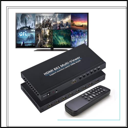 HDMI 画面切り替え器 8x1 1080p HDMI画面分割切替器 8入力1出力 4K 30Hz 画面切り替え器 hdmi 8画面 同時表示 HDMI画面 切替器 マルチビ