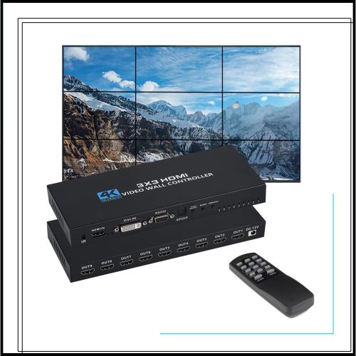 3x3 HDMI ビデオウォールコントローラー 4K x 2K HDディスプレイ 3x3/ 1x1/ 1x2/ 1x3/ 1x4/ 2x2/ 2x3/ 2x4/ 2x1/ 3x1/ 4x1/ 3x2/ 4x2 192