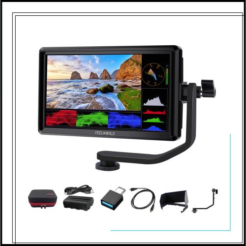 FEELWORLD S55 V3 6インチ フィールドモニター [ 4K HDMI ] カスタム 3D LUT 【F550Cバッテリー＋収納ケース付き】 1920 x 1080 FHD IPS