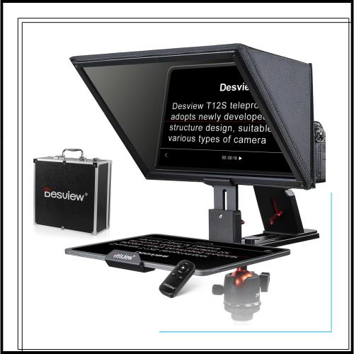 【プロンプター カメラ】Desview T12S テレプロンプター 13インチ HDディスプレイ アルミ合金製 簡単組み立て プロンプター リモコン付き