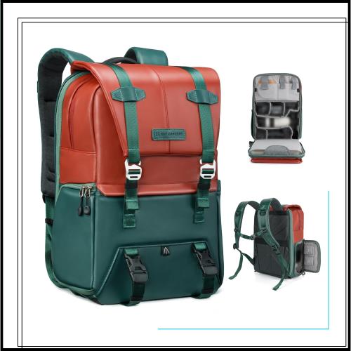 K＆F Concept カメラバッグ おしゃれ カメラリュック カメラバックパック 2気室 20L 大容量 レインカバー付き 撮影バッグ 防水 一眼レフ/