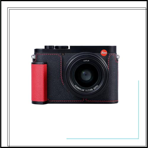 SIUTATDSH カメラハーフケース Leica Q3用、ビンテージメタル本革カメラ保護ケース スタイリッシュ ポータブル 耐衝撃 (ブラックC)