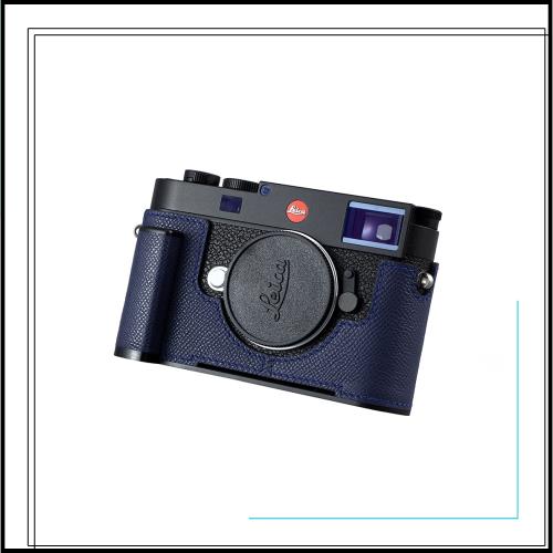 SIUTATDSH カメラハーフケース Leica M11/M11-P用、ビンテージメタル本革カメラ保護ケース スタイリッシュ ポータブル 耐衝撃 (ブルーL)