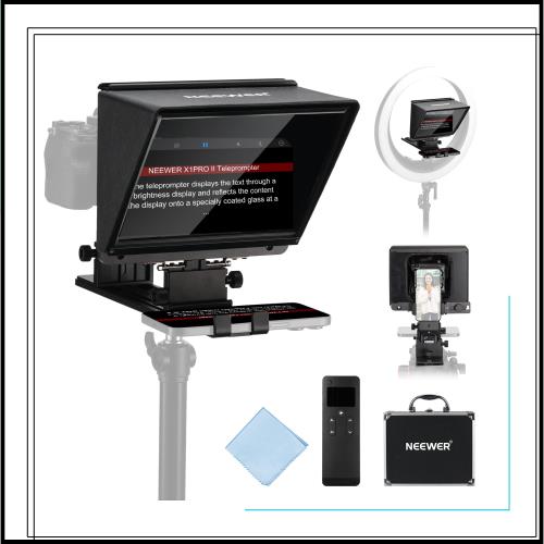 NEEWER X1 Pro II プロンプター 9インチ 金属製 RT113リモコン/APP制御/クイックスイッチ1秒ロックArcaタイプQRプレート/磁気スマホクラ