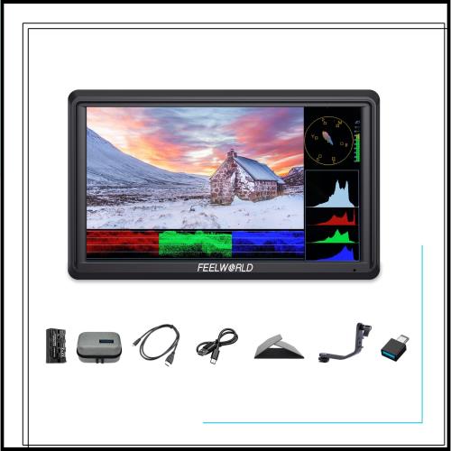 FEELWORLD FW568 6インチDSLRカメラ小型フィールドモニター3D LUT波形ベクトル図フルHD1920x1080 4K HDMI入出力（F550バッテリーと収納袋
