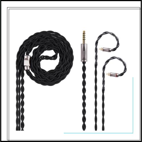 NICEHCK 60saga イヤホンリケーブル 超高純度プレス単結晶銅OCC 0.78mm 2Pin 4.4mm 無酸素銅OFC非磁性プラグ 黒いPP糸で織られる 交換用