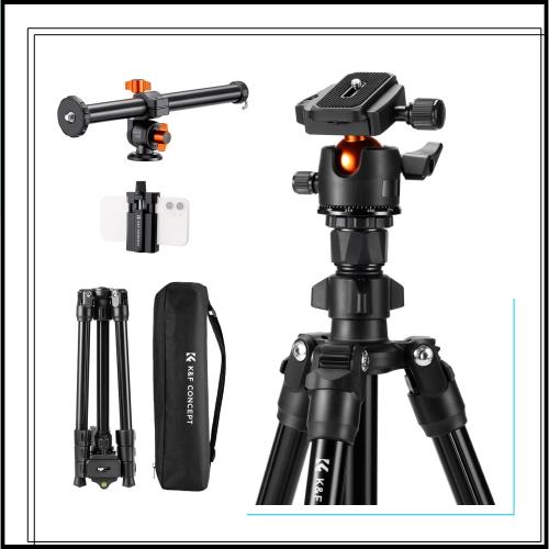 三脚 一眼レフ 三脚 K＆F Concept コンパクト 超軽量 延長ポール 中心軸付き 4段 160cm 360度回転 1/4”ネジクイックリリース マクロ撮影 2