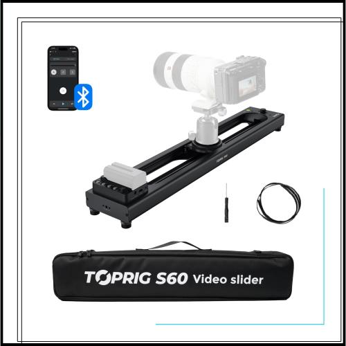 Toprig S60 電動カメラスライダー 24インチ/60cm APP/手動 無線制御 カメラスライダー ビデオモード/タイムラプス 120°パノラマ 垂直荷