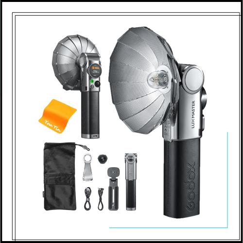 GODOX Lux Master レトロカメラフラッシュ、TTL対応、2.4GワイヤレスXシステム内蔵、カラータッチスクリーン付きメタルアンブレラリフレ