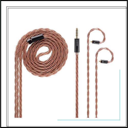 NICEHCK OurOasis イヤホンリケーブル MMCX 4.4mm 古河銅と6N 無酸素銅OFCミックス ブラウン hifiリケーブル 交換用 アップグレードケー