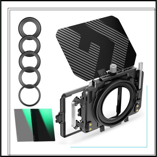 K＆F Concept ミニマットボックス ND4+ND32 NDフィルター 4x5.65インチ Mini Matte Box カーボンファイバー製 67mm/72mm/77mm/82mm/95mmの