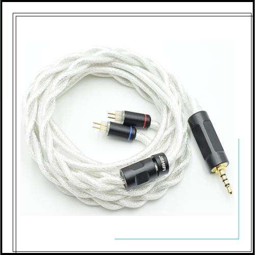 【JSHiFi-Memory】2pin2.5mmリケーブル 2芯バランス同軸ケーブル銀メッキ・単結晶銅混合線材 2.5？イヤホンアップグレードケーブル 2pin