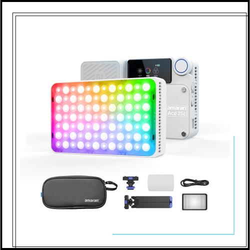 aputure amaran Ace 25C Kit 25W RGB小型撮影ライト フルカラー グリッド＆収納バッグ 磁気吸着・クイックリリース機能付き 1/4ネジ穴搭