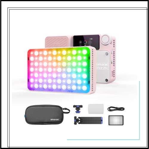 aputure amaran Ace 25C Kit 25W RGB小型撮影ライト フルカラー グリッド＆収納バッグ 磁気吸着・クイックリリース機能付き 1/4ネジ穴搭