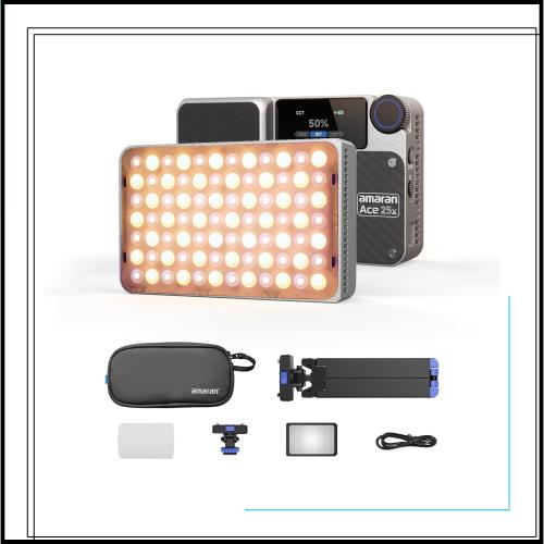 aputure amaran Ace 25X Kit 25W小型撮影ライト 両色温 グリッド＆収納バッグ 磁気吸着・クイックリリース機能付き 1/4ネジ穴搭載 ライブ