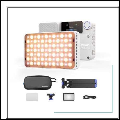 aputure amaran Ace 25X Kit 25W小型撮影ライト 両色温 グリッド＆収納バッグ 磁気吸着・クイックリリース機能付き 1/4ネジ穴搭載 ライブ