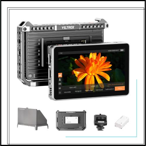 VILTROX 2000nits カメラ フィールドモニター＆ リグケージキット、4K HDMI タッチスクリーン 6 インチ カメラモニター 3D LUT ビデオモ