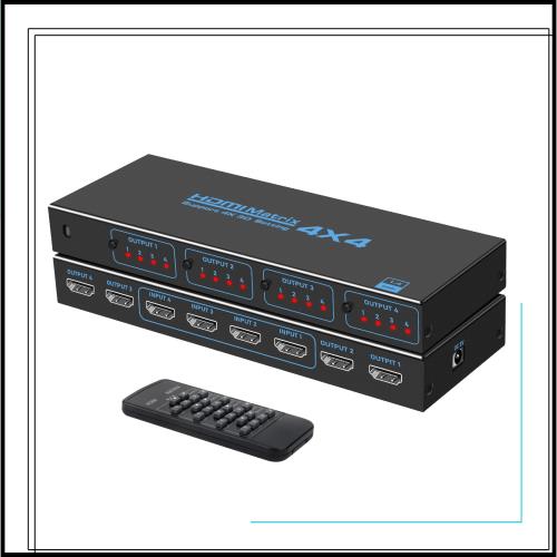 HDMIマトリックス 4入力4出力 HDMI 切替器 4K UHD HDM Iマトリックス スイッチャー HDM Iマトリックス セレクター 4x4 リモコン付き 4画