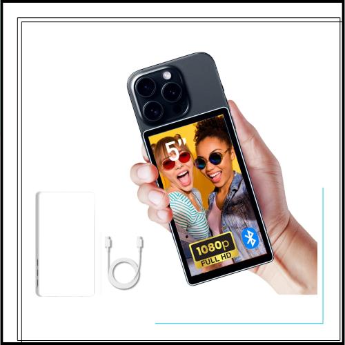 Shimbol CP5 Lite 5インチ 1080P 自撮りモニタースクリーン iPhone Android フォン Vlog バックリアカメラミラー 50メートル範囲 ワンク