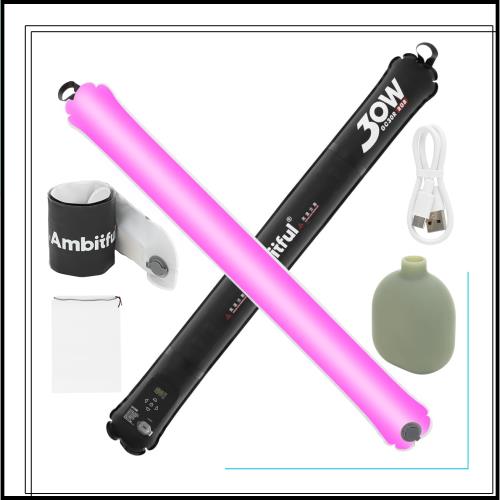 Ambitful GC30R 30W RGB インフレータブル チューブ ライト マグネット デザイン、90cm ポータブル TPU ハンドヘルド LED ビデオ ライト