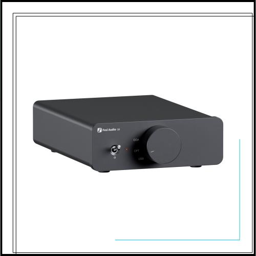 Fosi Audio Q6 ミニデスクトップ DAC、USB C デジタル-アナログ オーディオ コンバーター、ホーム ステレオ アンプおよびヘッドフォン ア