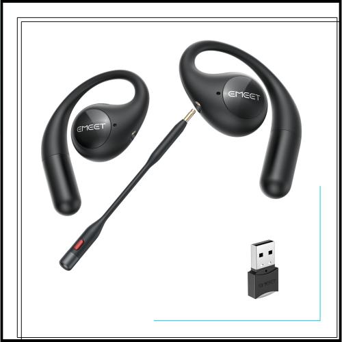 EMEET AirFlow Zoom認証 ワイヤレスイヤホン オープンイヤー 耳を塞がない 空気伝導 マイク付き ブームマイク搭載 通話 ENC+VoiceCore2.0