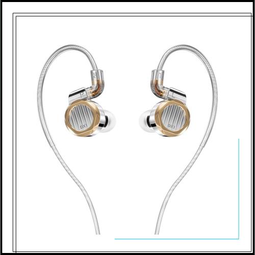 LETSHUOER 「DX1」 有線イヤホン,11mmアルミマグネシウム合金製ダイヤモンド模様トポロジーダイナミックドライバー搭載,IEM,銀メッキ単結