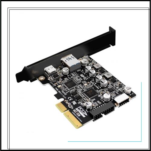 CY アダプタ 10Gbps タイプE USB 3.1 フロントソケット ＆ USB3.0 19ピン/20ピン ＆ タイプA USB-C - PCI-E Express カードアダプタ ASM314