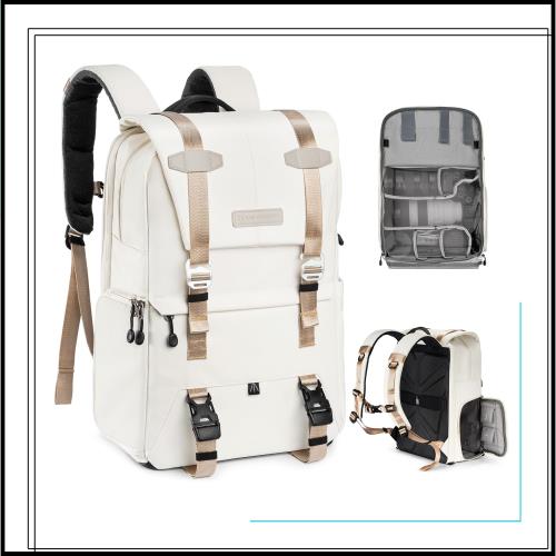 K＆F Concept カメラバッグ おしゃれ カメラリュック カメラバックパック 2気室 20L 大容量 レインカバー付き 撮影バッグ 防水 一眼レフ/