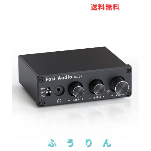 Fosi Audio Q4 DAC ヘッドフォンアンプ 小型 ミニステレオ 24ビット 光デジタル コンパクト ダック ヘッドホンアンプ 192KHz PC-USB/光/