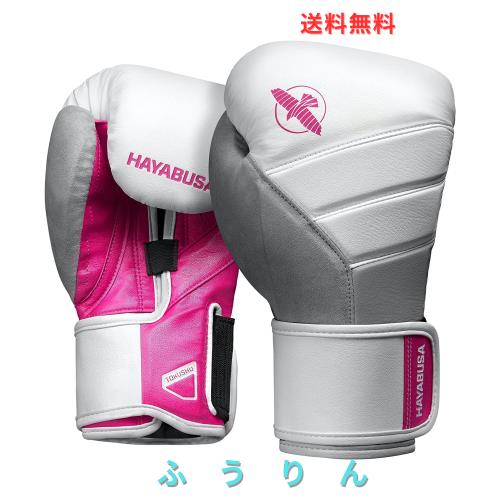 Hayabusa T3ボクシンググローブ（男女兼用） - ホワイト/ピンク, 10oz