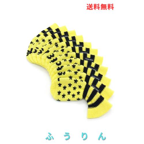 HUGELOONG ニットゴルフヘッドカバー アイアンカバー … (星図案,トップに数字,Yellow/Black)