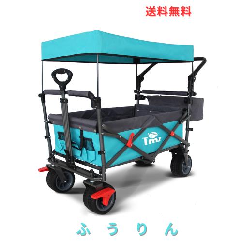 TMZ折りたたみ式全地形ガーデン車両、屋外キャンプキャンプ車両、取り外し可能なルーフ、伸縮式プルロッド、マルチスピード調整可能プッ