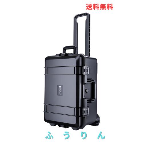 Lykus HC-5220 車輪付き防水ハードケース キャリーオンケース キャスター付き 格子状カットスポンジが内蔵 内寸:52x36x24.5cm カメラ、プ
