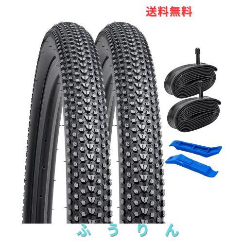 2本セット,27.5 2.10 タイヤ,27.5x2.10 54-584 自転車タイヤ + チューブ 米式バルブ32mm +リムテープ + タイヤレバ,適用 27.5 インチ 2.1