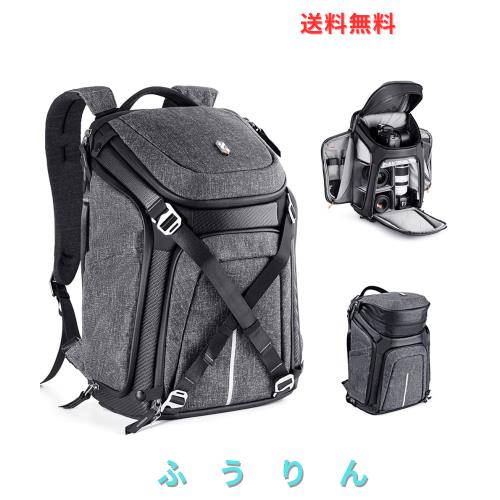 [K＆F Concept] カメラバッグ カメラリュック カメラバックパック 2気室 大容量 25L 三脚 15.6インチPC収納可 ショルダーバッグ 一眼レフ