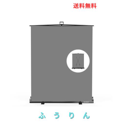 【簡単セットアップ】RAUBAY 152 x 210センチメートル折りたたみ可能な灰スクリーン背景布ポータブルリトラクタブル写真背景スタンド付き
