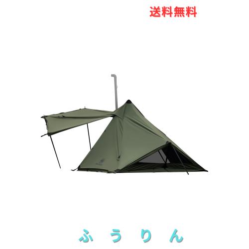 OneTigris CONIFER テント ソロテント 軍幕テント ポリコットンT/C 二股ポール 二又フレーム 煙突穴付き 焚火可 撥水 通気 遮光 簡単設営