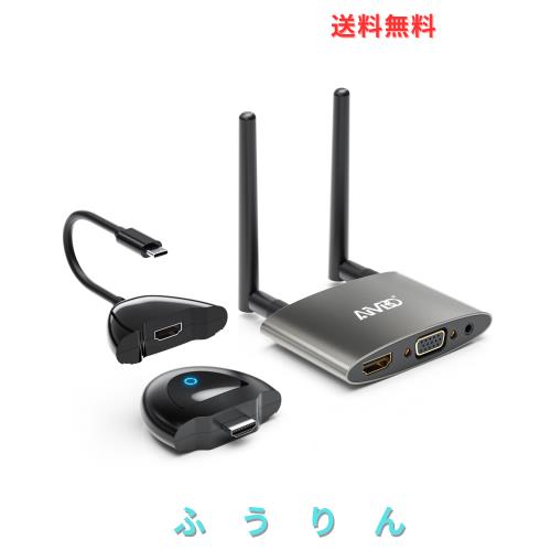 ワイヤレス HDMI 送受信機 [AIMIBO新型USB-C出力追加] HDMI＆VGAデュアル送信 1080P/設定不要/5G/50M 無線接続 技適マーク取得 音画同期