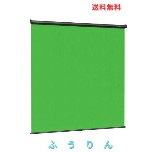 RAUBAY 格納式ドロップダウングリーン背景 - 200cm x 220cm 折りたたみ式壁掛け背景幕、プロのビデオ制作、YouTube、TikTok、ストリーミ